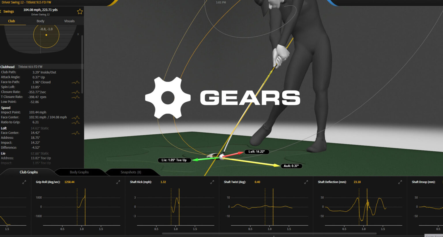 Gears för 3D visualisering av sving - Golfstudio